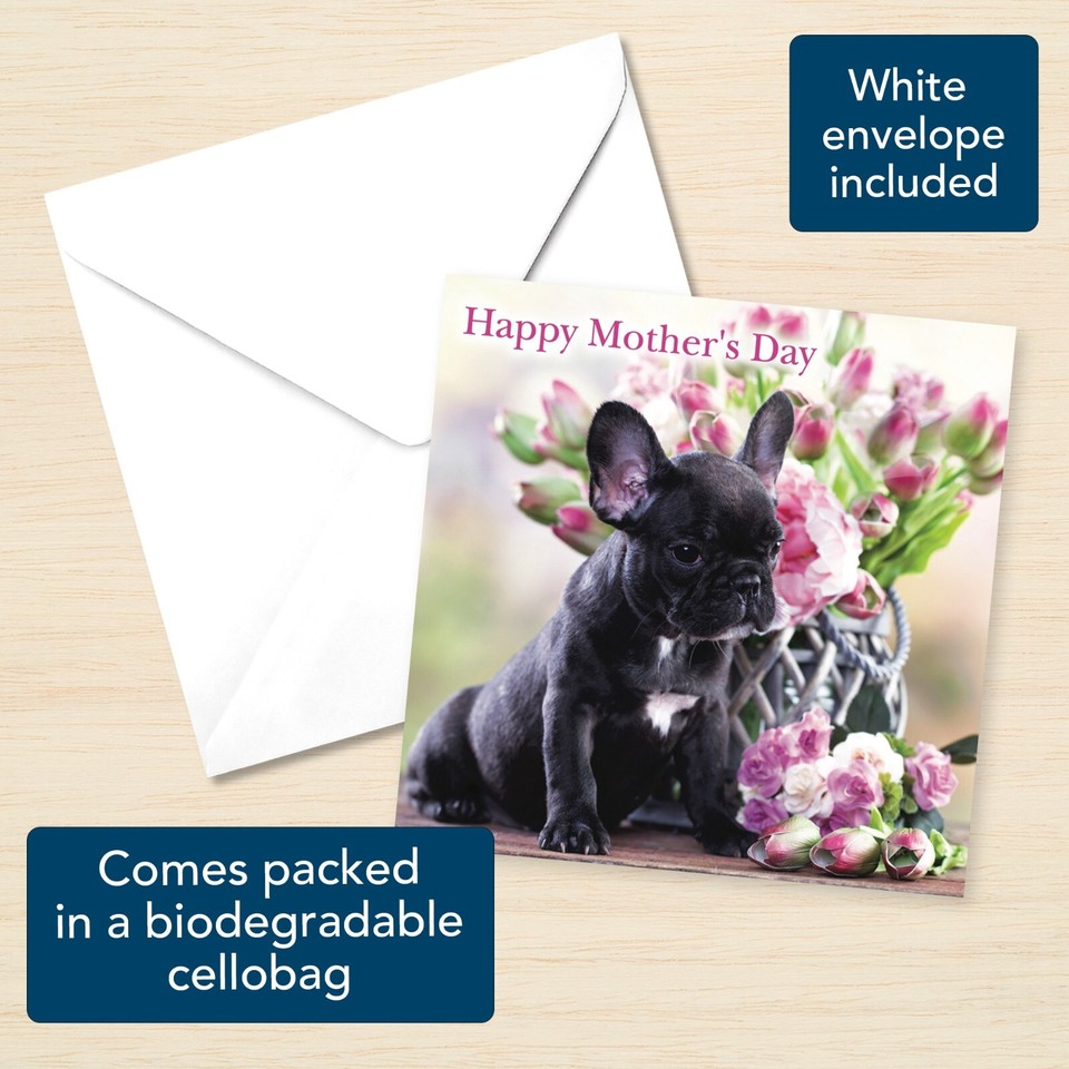 French Bulldog Mothers Day Card Mum Frenchie Puppy Dog Tulips Mum ...
