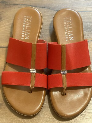 Italian Shoemaker 6.5 Comfort Red Slip On Sandal Casual Dressy | eBay