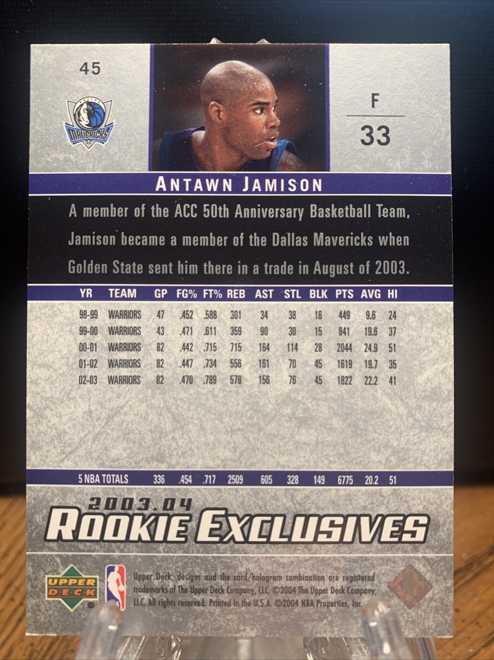 2003 Upper Deck Rookie Exclusives #45 Antawn Jamison Dallas Mavericks ...
