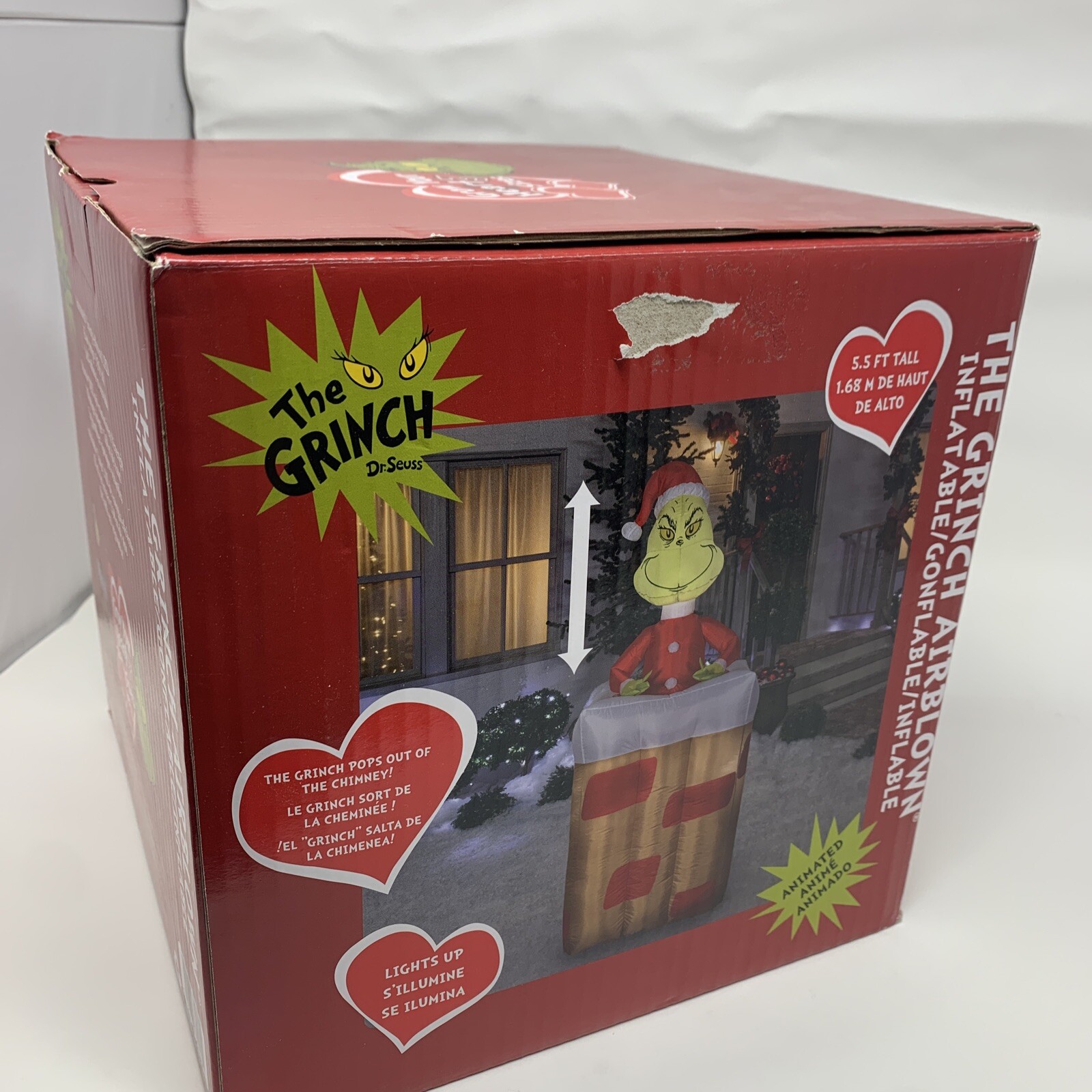 Christmas Decor Airblown 6 FT Inflatable Animated Grinch Popping out of ...