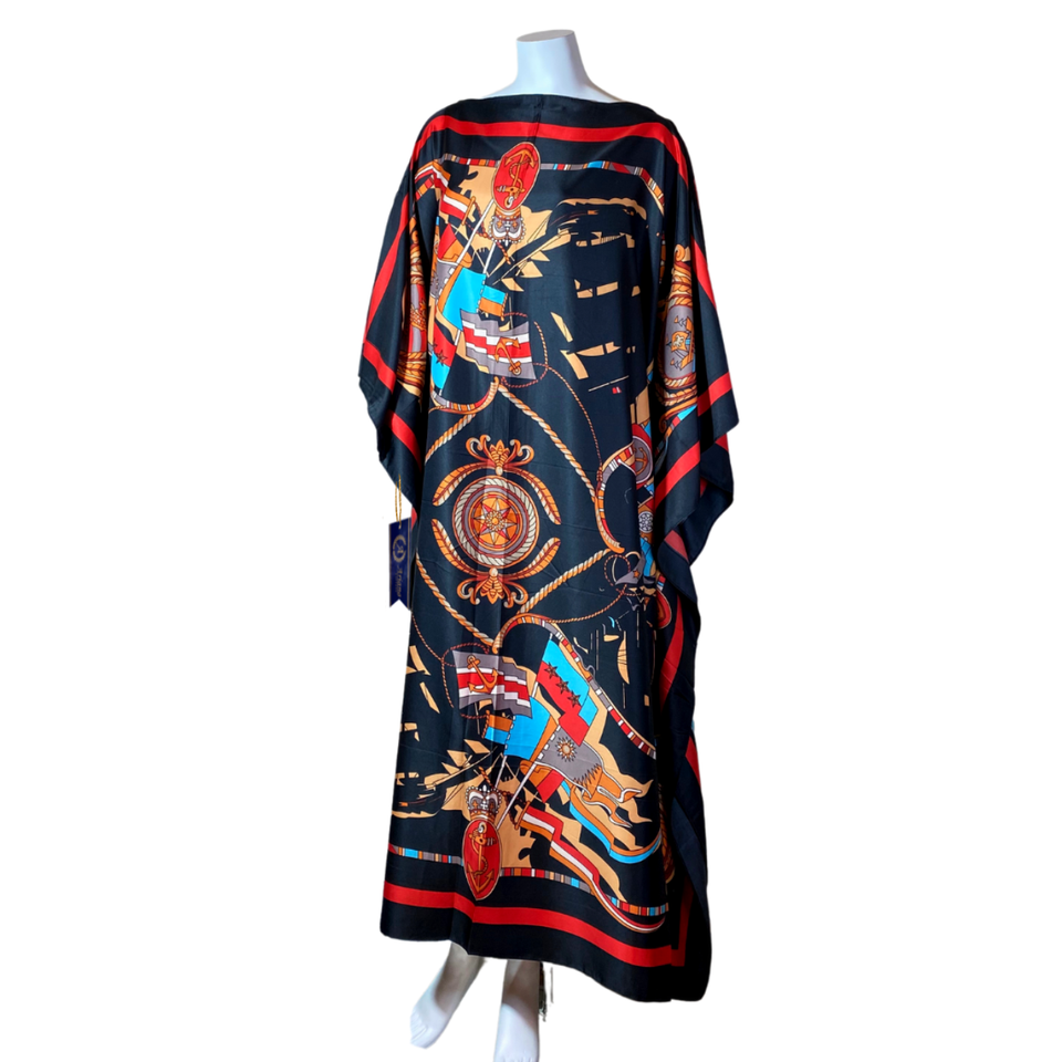 Silk Kaftan European Style Kimono Dress Maxi Tunic Robe Loungewear One ...