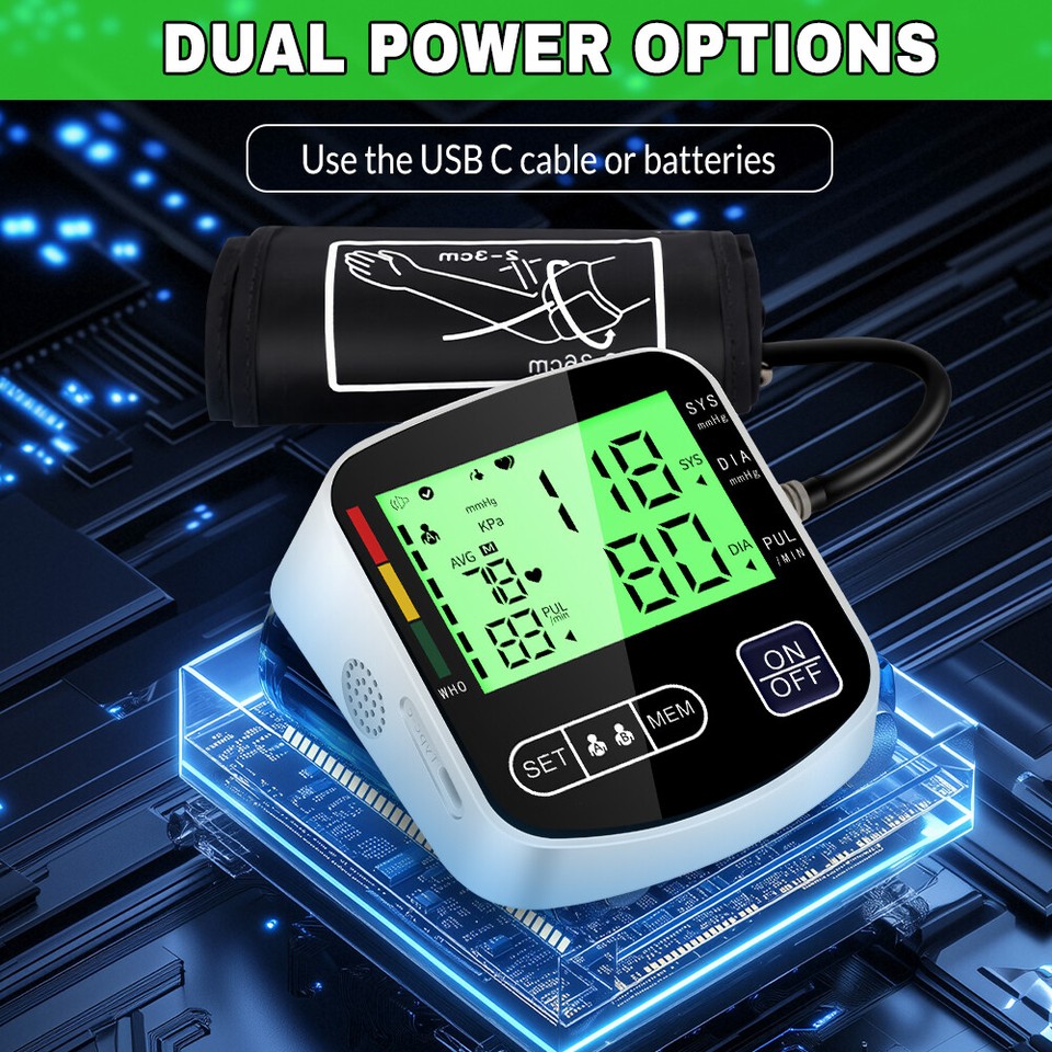 Automatic Digital Arm Blood Pressure Monitor Large BP Cuff Gauge ...