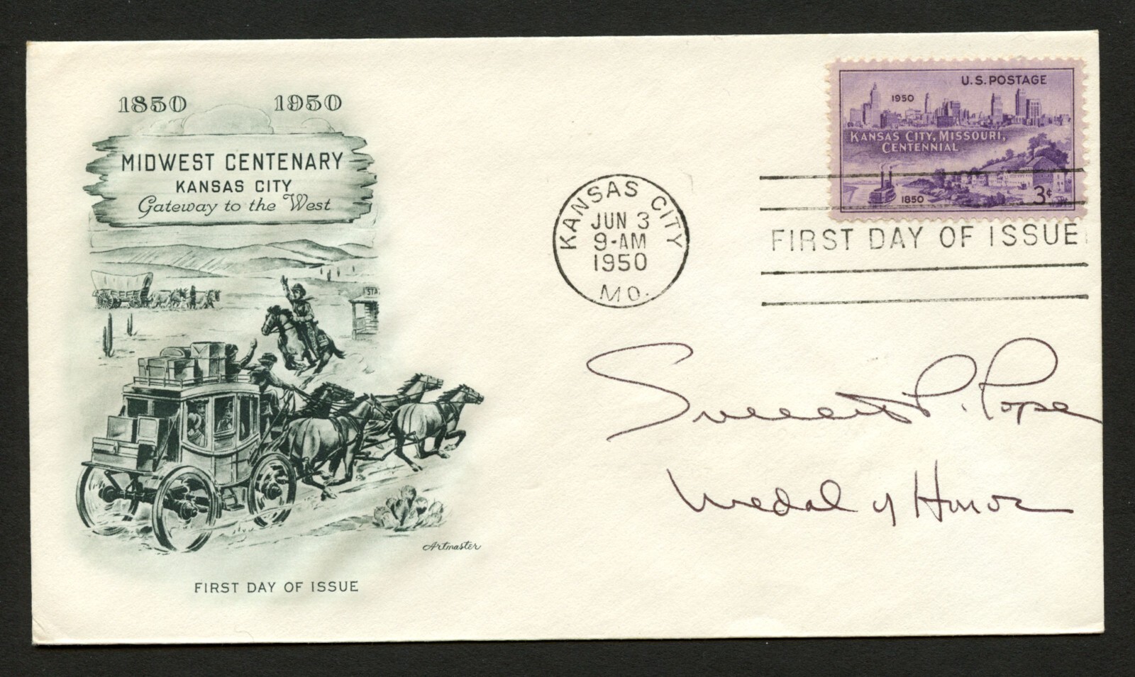 Everett Pope d2009 signed autograph FDC Medal of Honor Recipient USMC ...