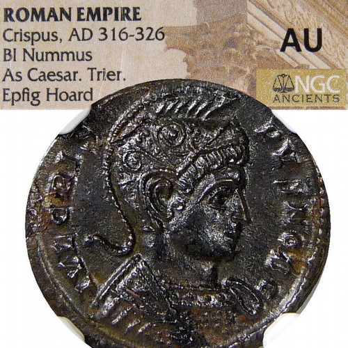 CRISPUS RAREST! R5 RIC NGC AU Epfig Hoard Roman Coin Constantine the ...
