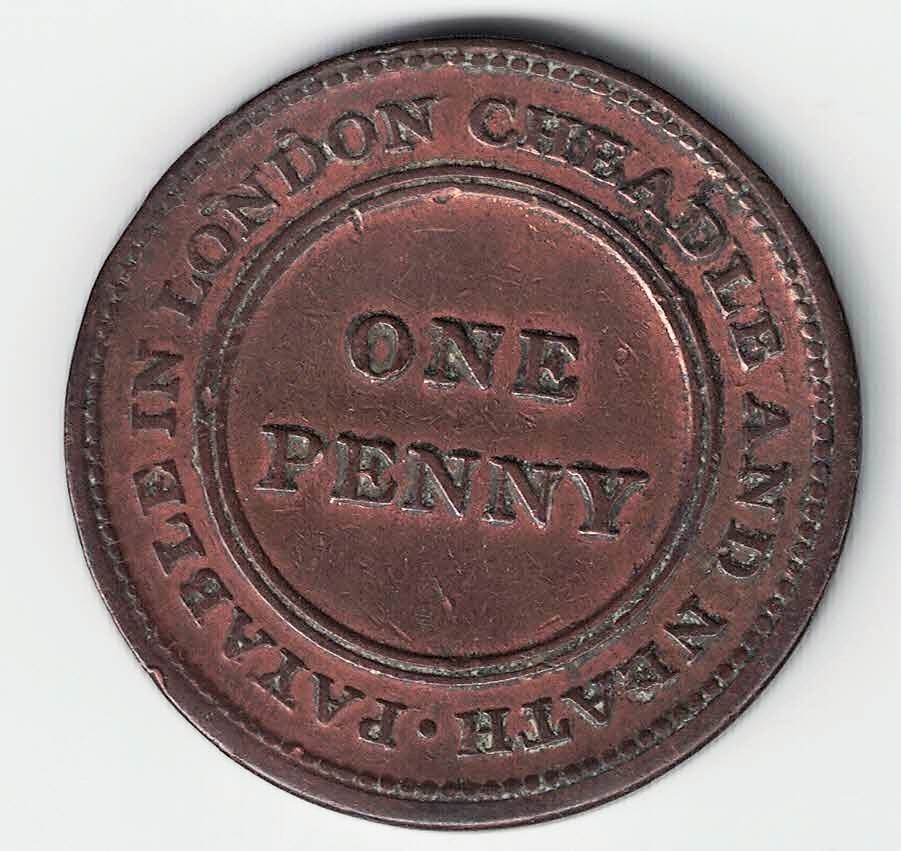 1812 ONE PENNY TOKEN CHEADLE COPPER & BRASS COMPANY PAYABLE LONDON ...