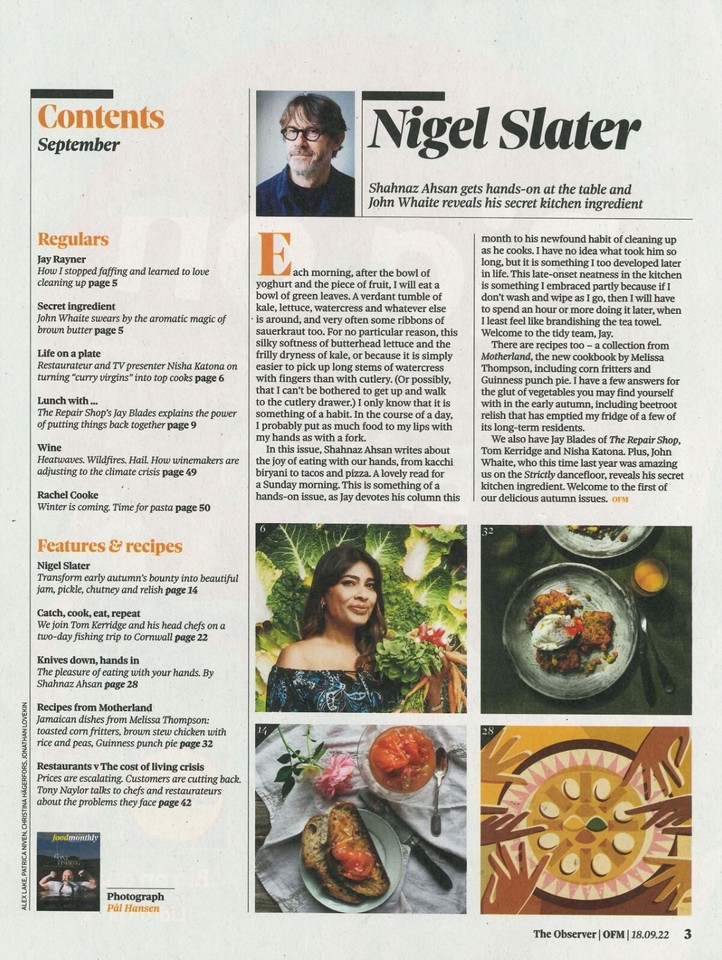 UK Observer Food Monthly Magazine: Tom Kerridge, Jay Blades, N. Slater ...