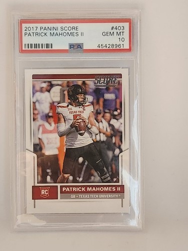 PATRICK MAHOMES 2017 PANINI SCORE #403 RC ROOKIE CARD CHIEFS PSA 10 GEM ...