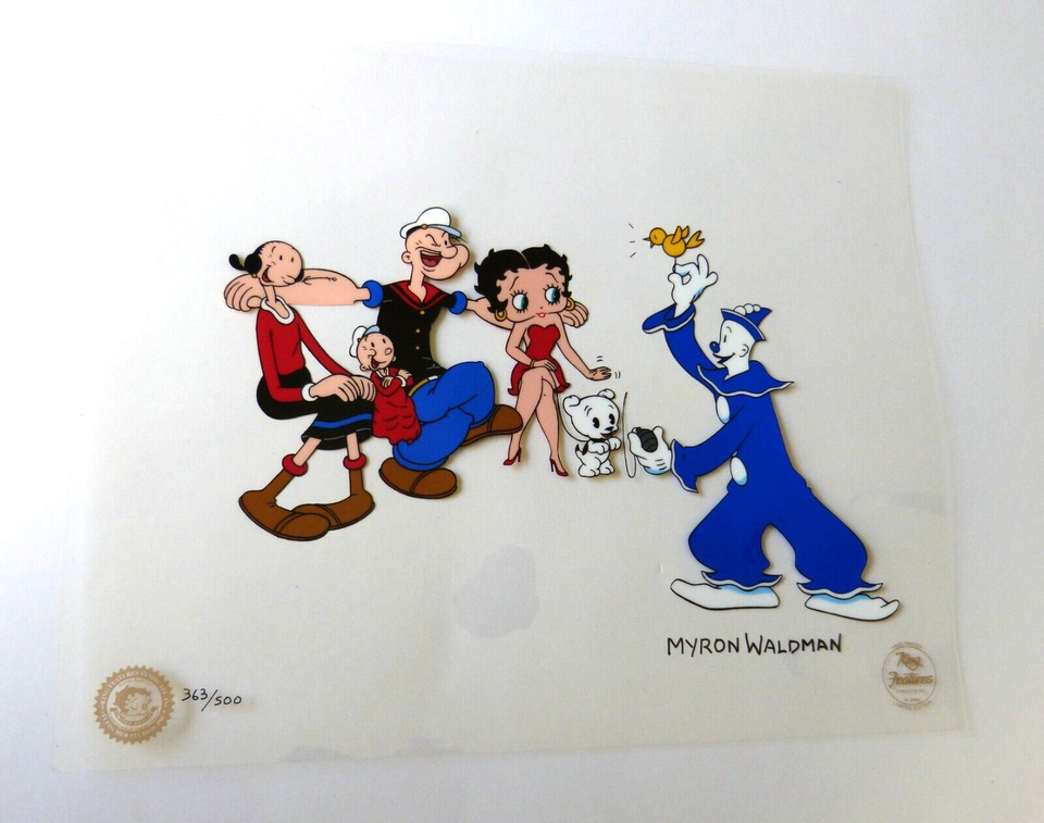 Myron Waldman Popeye Betty Boop Olive Swee'Pea "Photo Op" Animation Cel ...