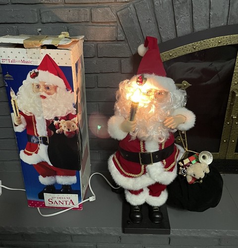 RARE Vintage Holiday Workshop Animated Motion Light Music Santa Claus ...