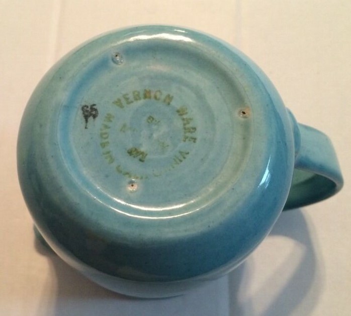 Vernon Ware Blue Creamer with Flower Design 3 1/2" | eBay