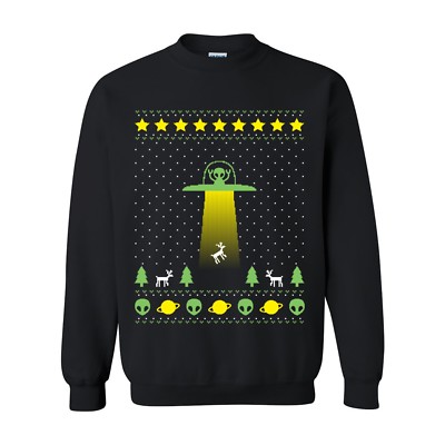 Alien Abduction Funny Christmas Ugly Sweater Crewneck Sweatshirt | eBay