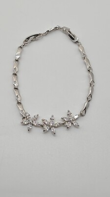 Beautiful Crystal Silver Pl Bracelet 8in w Extension | eBay