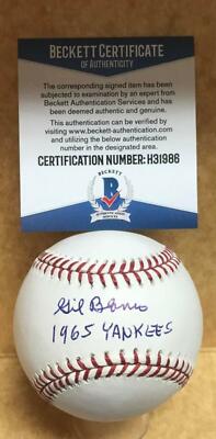 GIL BLANCO 1965 YANKEES SIGNED AUTOGRAPHED M.L. BASEBALL BECKETT H31986 ...