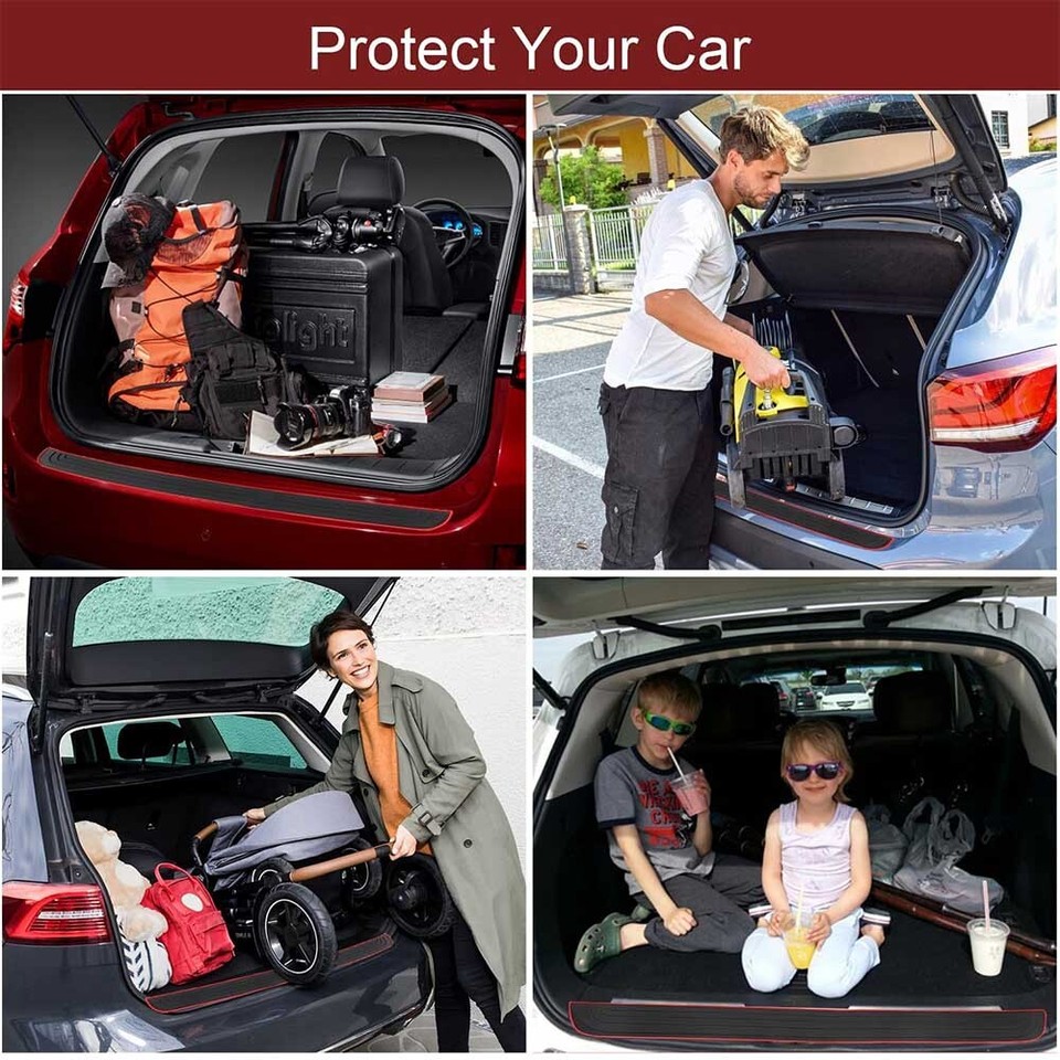 Car Rear Boot Bumper Sill Body Guard Protector Rubber Plate Trim Strip ...