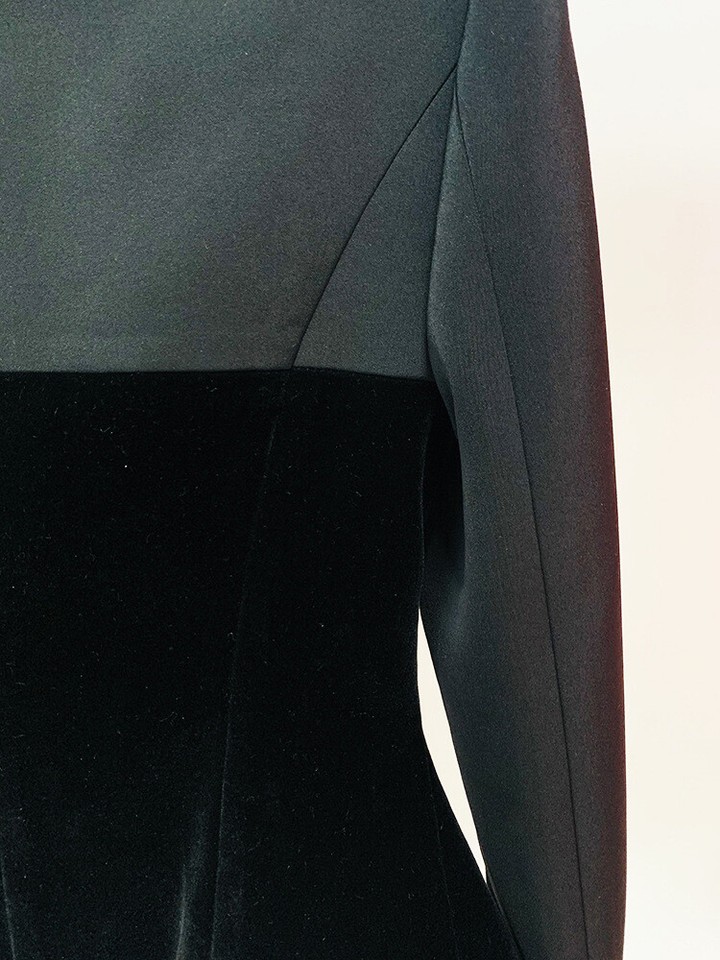 European Style Slim Fit Women's Black Velvet Splicing Blazer Suit Short ...