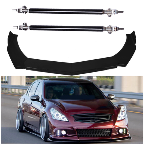 For Infiniti G37 Front Bumper Lip Splitter Spoiler Body Kit + Strut ...