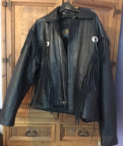 UNIK Mens fringe leather jacket. Size 56 Motorcycle Biker | eBay