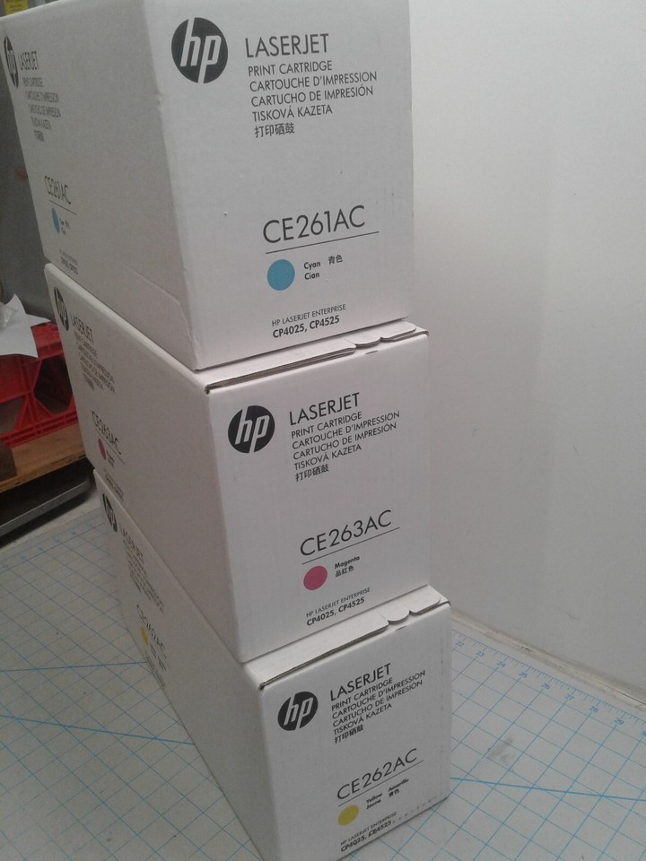 HP Printer Toner Cartridges (3) Magenta Cyan Yellow CE261AC | eBay