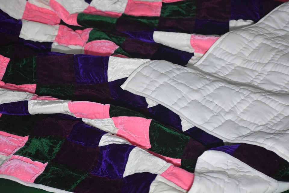 Velvet patchwork FINISHED QUILT Velvet Blanket Velvet valentine day ...