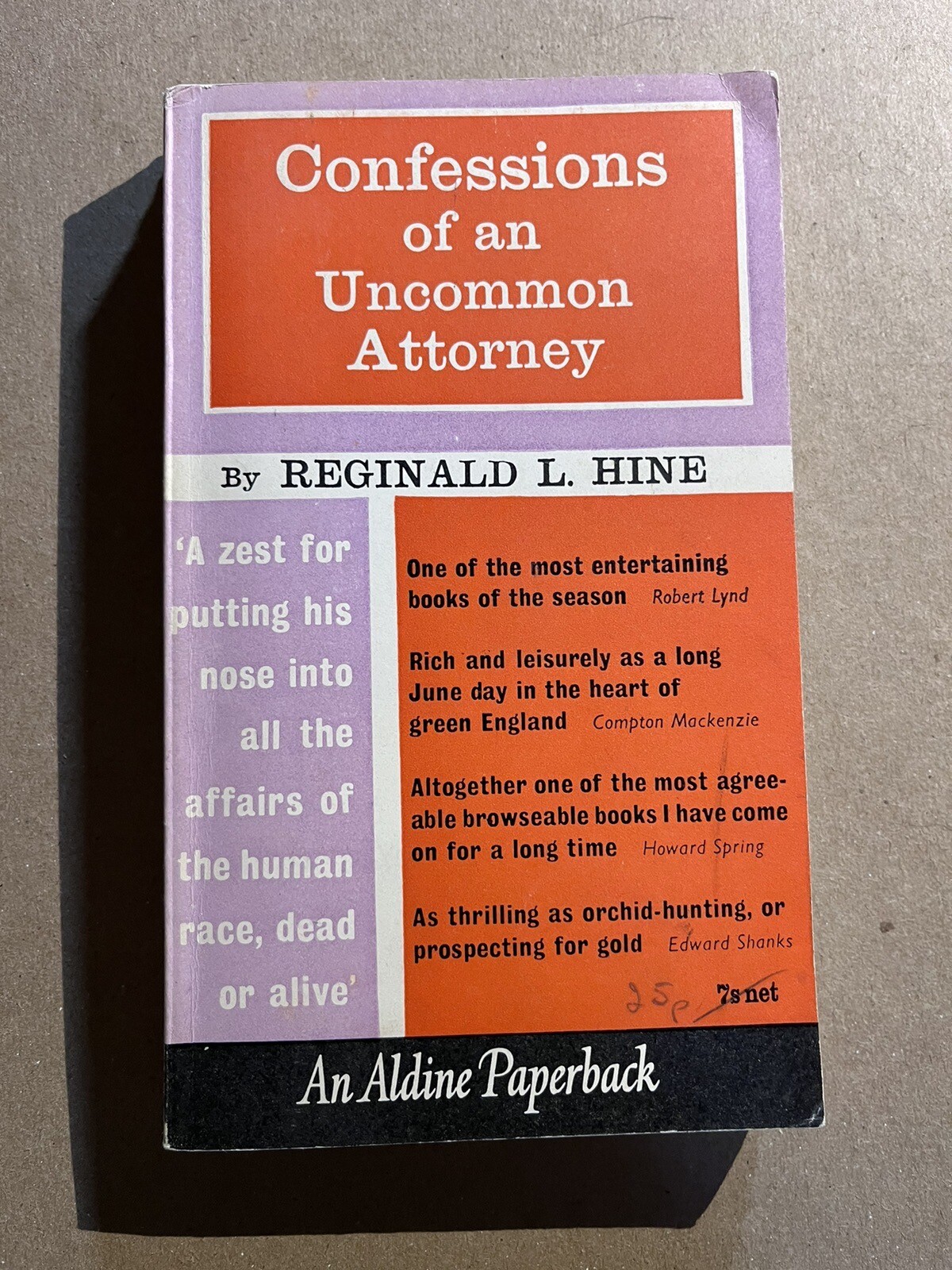 CONFESSIONS OF AN UNCOMMON ATTORNEY by Reginald L. Hine 1963 Aldine ...