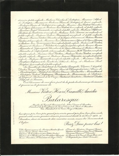 Arcachon 1933 .Faire-part de Décès Victor Balaresque. | eBay