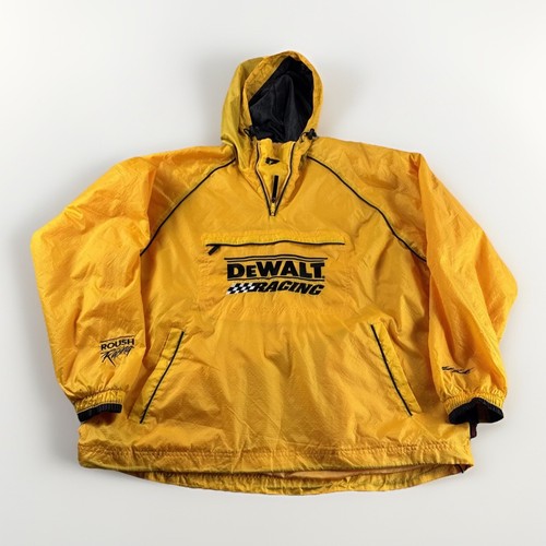 Dewalt Racing Windbreaker Jacket Mens L Roush Yellow Hooded Ripstop ...