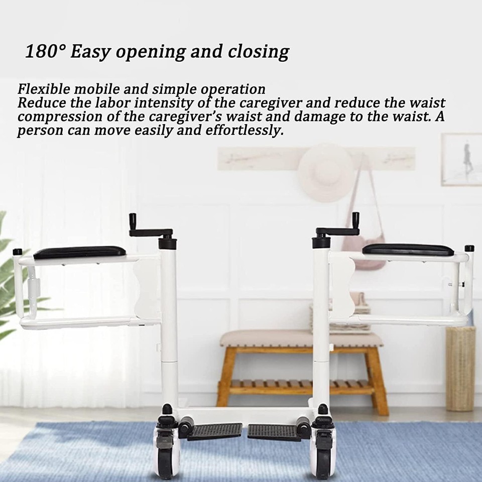 Patient Transfer Lift Wheelchair Bathroom Shower w/ 180° Split Seat and ...