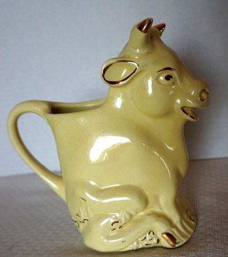 Vintage Pearl China Co. 22kt Gold Cow Bull Milk Creamer Pitcher USA ...