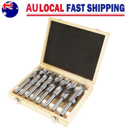 8PCS 1/2"Reduced Shank HSS Twist Drill Bit Set Metric 14/16/18/19/21/22 ...