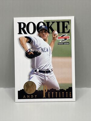 1995 SCORE ANDY PETTITTE SUMMIT EDITION ROOKIE #168 ALL TIME YANKEE ...