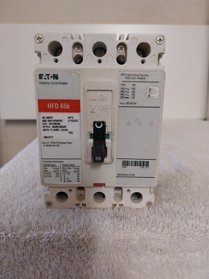 EATON HFD3030L 30 AMP 600V 3P 65K CIRCUIT BREAKER | eBay
