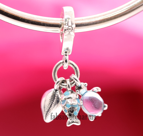 Authentic Pandora Fish Sea Turtle & Conch Charm Dangle 791697C01 Beach ...
