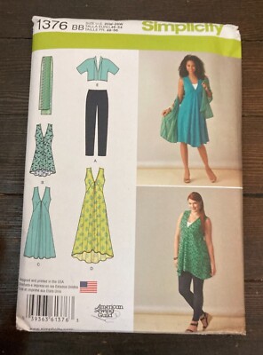 Simplicity 1376 Wardrobe Jacket Dress Tunic Scarf Knit Leggings Plus ...