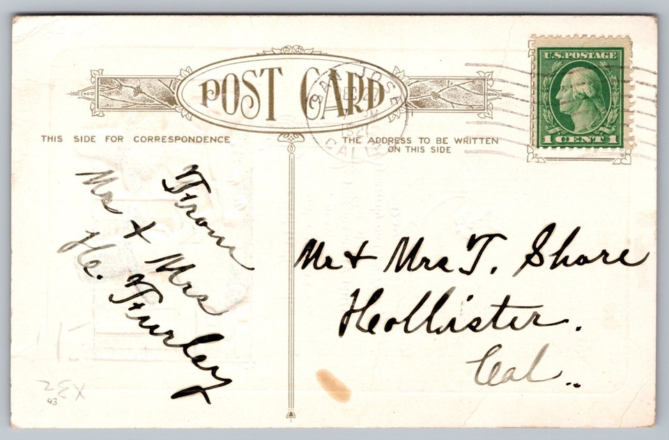 Postcard: New Year, Caroling Poem, Embossed, No. 93, Posted 1921 | eBay