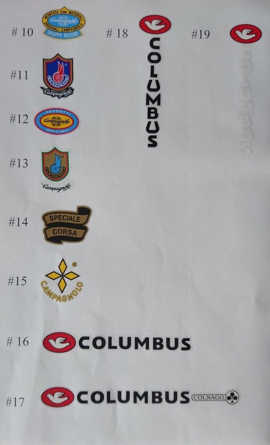 Campagnolo , Cinelli , Columbus Tubing Decals Stickers 19 options on ...