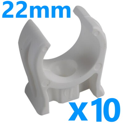 10 x 22mm Open Pipe Clips Talon Single Plastic Copper Snap In Push Fit ...