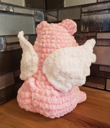 Crochet Flying Pig 7" Tall W/ Wings Big Bottom Handmade Amigurumi Gift ...