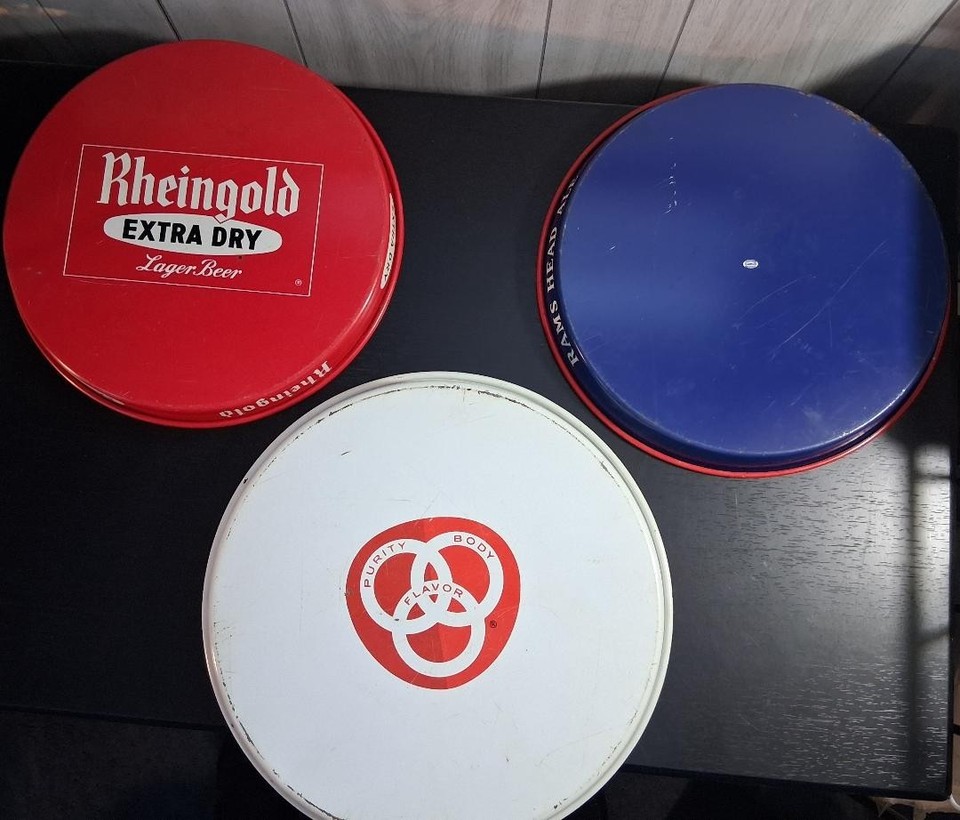 Vintage Lot Ballantine's, Rheingold & Valley Forge Metal Beer Trays ...