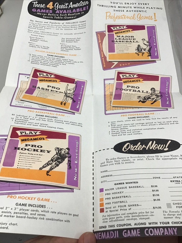 VTG Negamco Professional Home Game Set Brochure Magazine PA | eBay