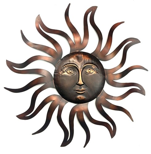 Sun Metal Wall Decor Indoor Outdoor Garden Home Art 35 x35 Inch Copper ...