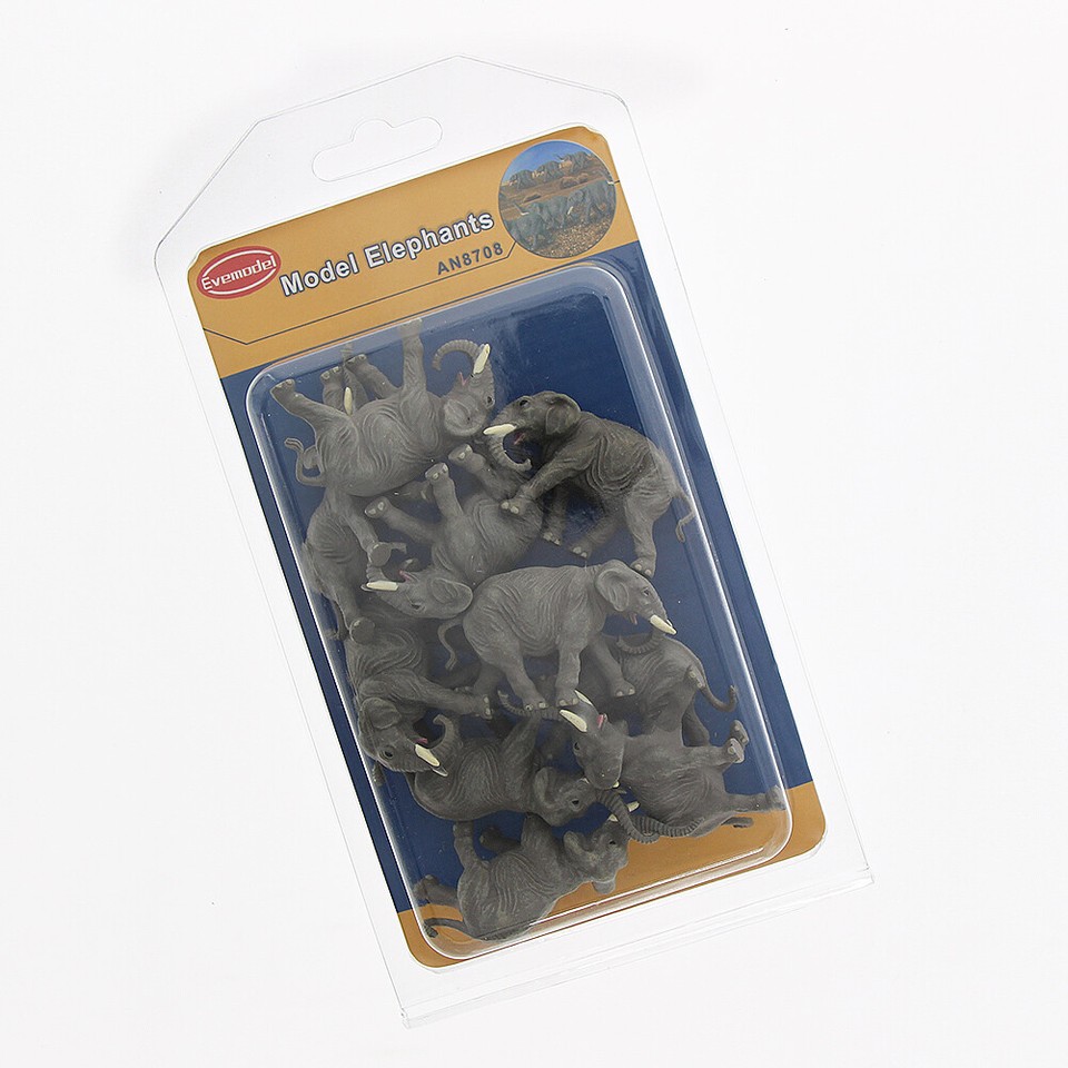 10pcs Model Railway 1:87 Well Painted Elephant PVC Animals HO Scale ...
