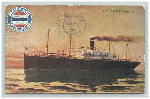 Postcard 1911 Steamer Ship SS Manchuria Passenger Vessel Ocean Scenic ...