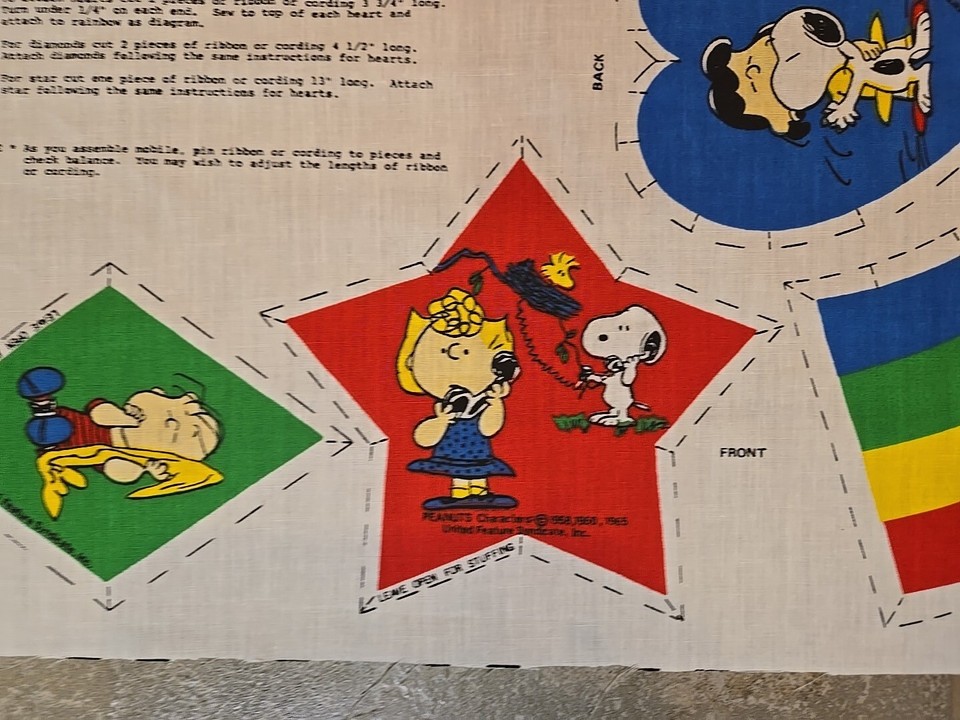 Vintage Peanuts Snoopy Mobile Cut And Sew Panel Uncut | eBay