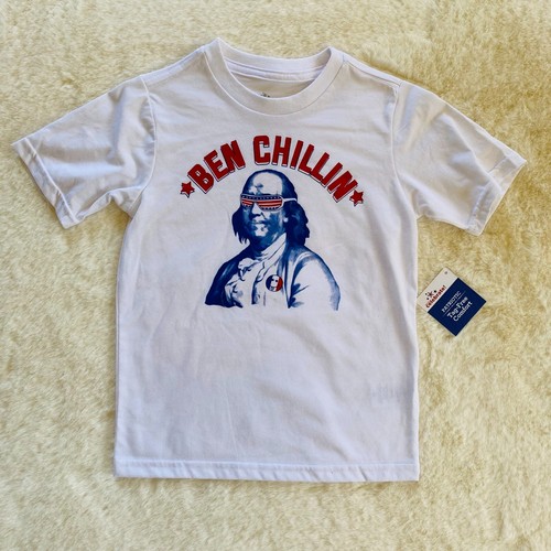 Patriotic Boy's 5T White T-Shirt w/Benjamin Franklin Graphic "Ben ...