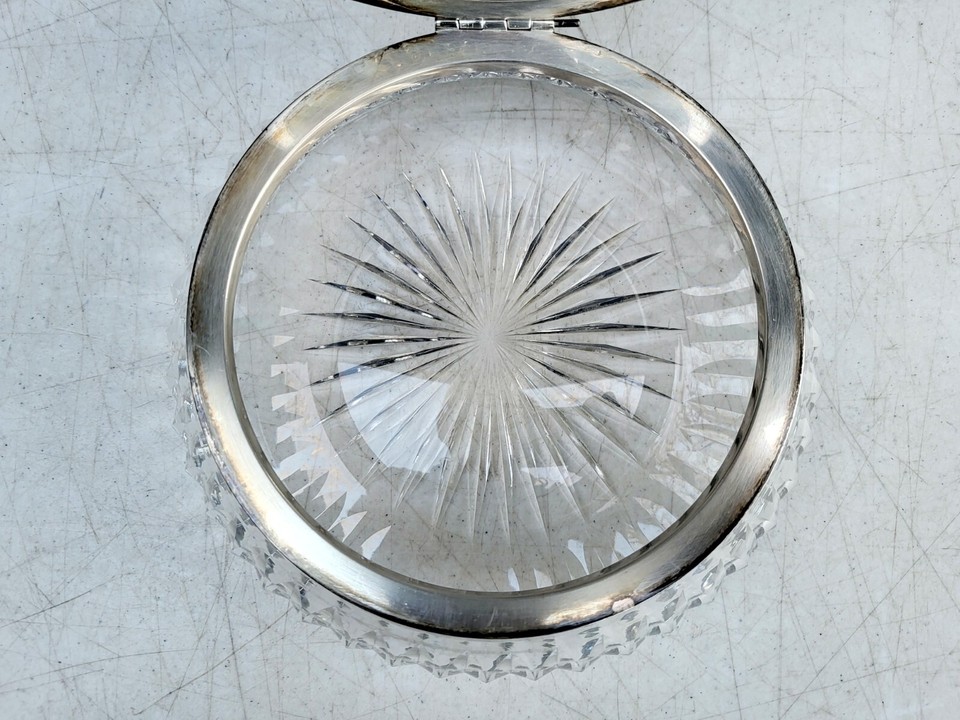 Cut Glass Jewelry Box American Brilliant ABP CF MONROE Sterling Collar ...