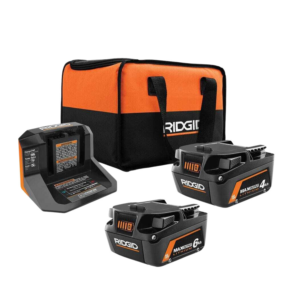 Ridgid 18V 6Ah & 4Ah MAX Li-Ion Output Battery Charger Kit- Black ...