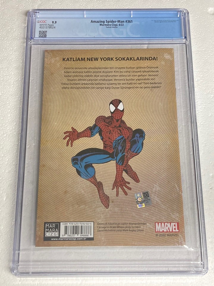 TURKISH EDITION THE AMAZING SPIDER MAN 361 CGC 9.9 MINT MARVEL COMICS ...