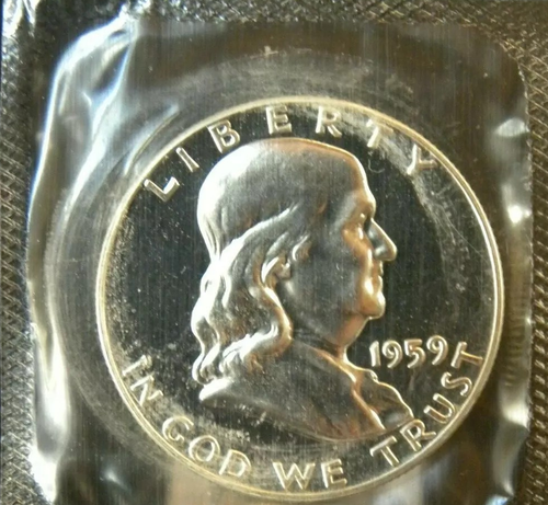 1959 Silver Proof Ben Franklin Half Dollar in Original Mint Cello | eBay
