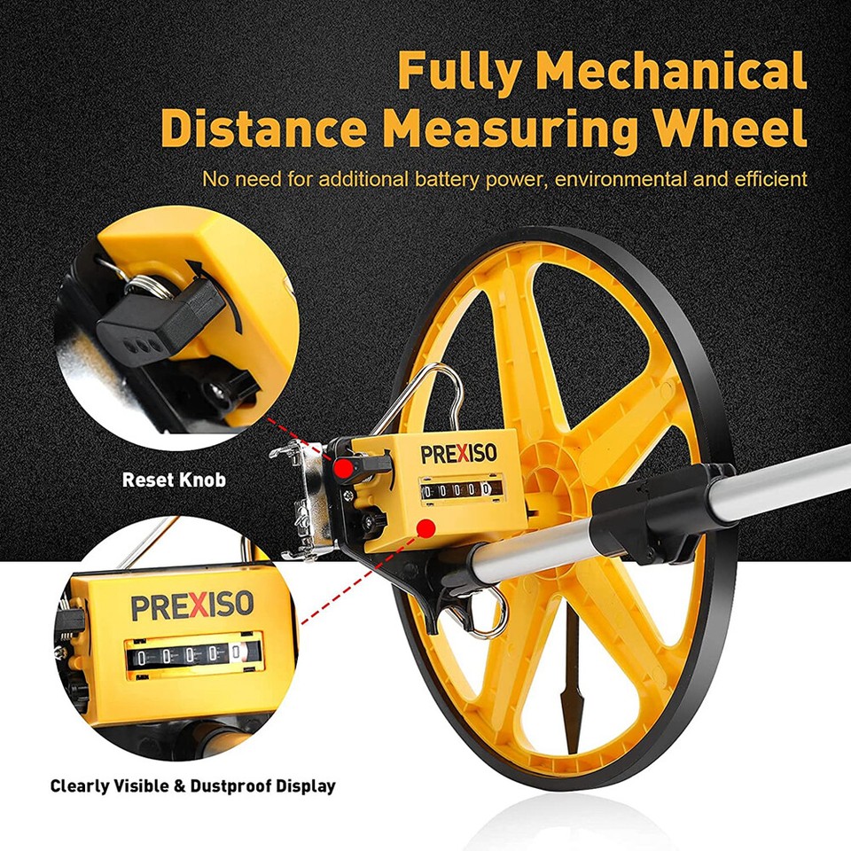 PREXISO Collapsible Distance Tape Measure Wheel 9999 Ft & Tape 16 Ft/5M ...