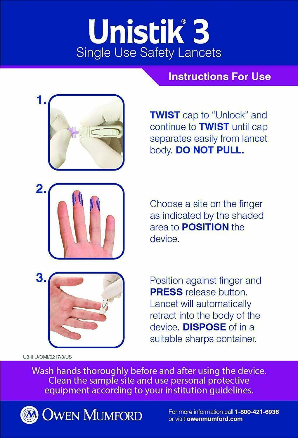 Unistik 3 Normal 23G Single Use Safety Lancets 50 ct ( yellow ) | eBay